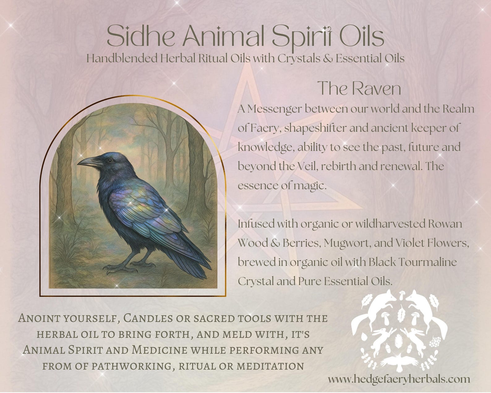 THE RAVEN Sidhe Animal Spirit Oil With Black Tourmaline Gemstone ...