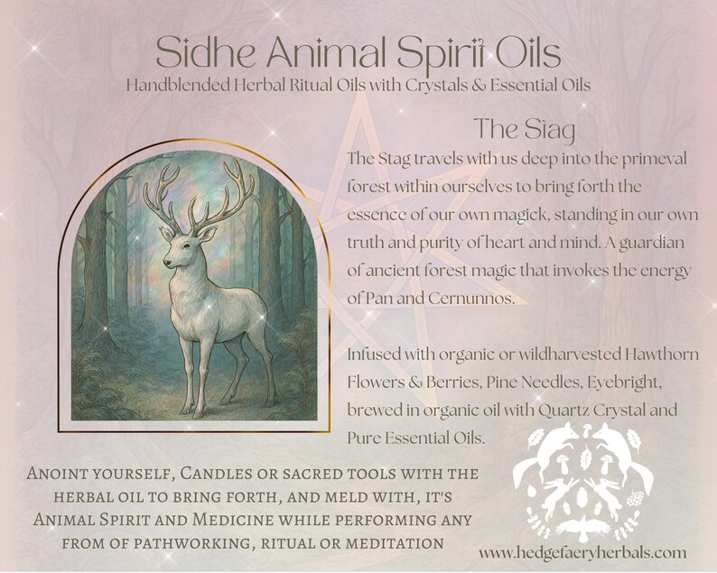 THE STAG, Cernunnos, Pan, Wildwoods, Ritual Oil, Sidhe Animal Spirit ...