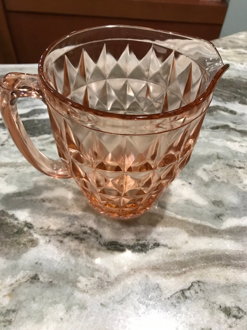 1940’s Jeanette Pink Depression Glass Pitcher Diamond Pattern - Etsy