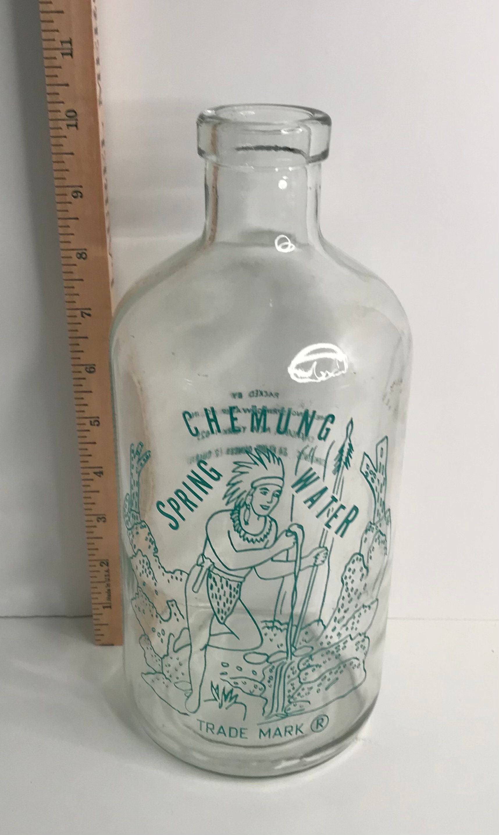 Chemung Spring Water 64 Oz Vintage Glass Bottle - Etsy