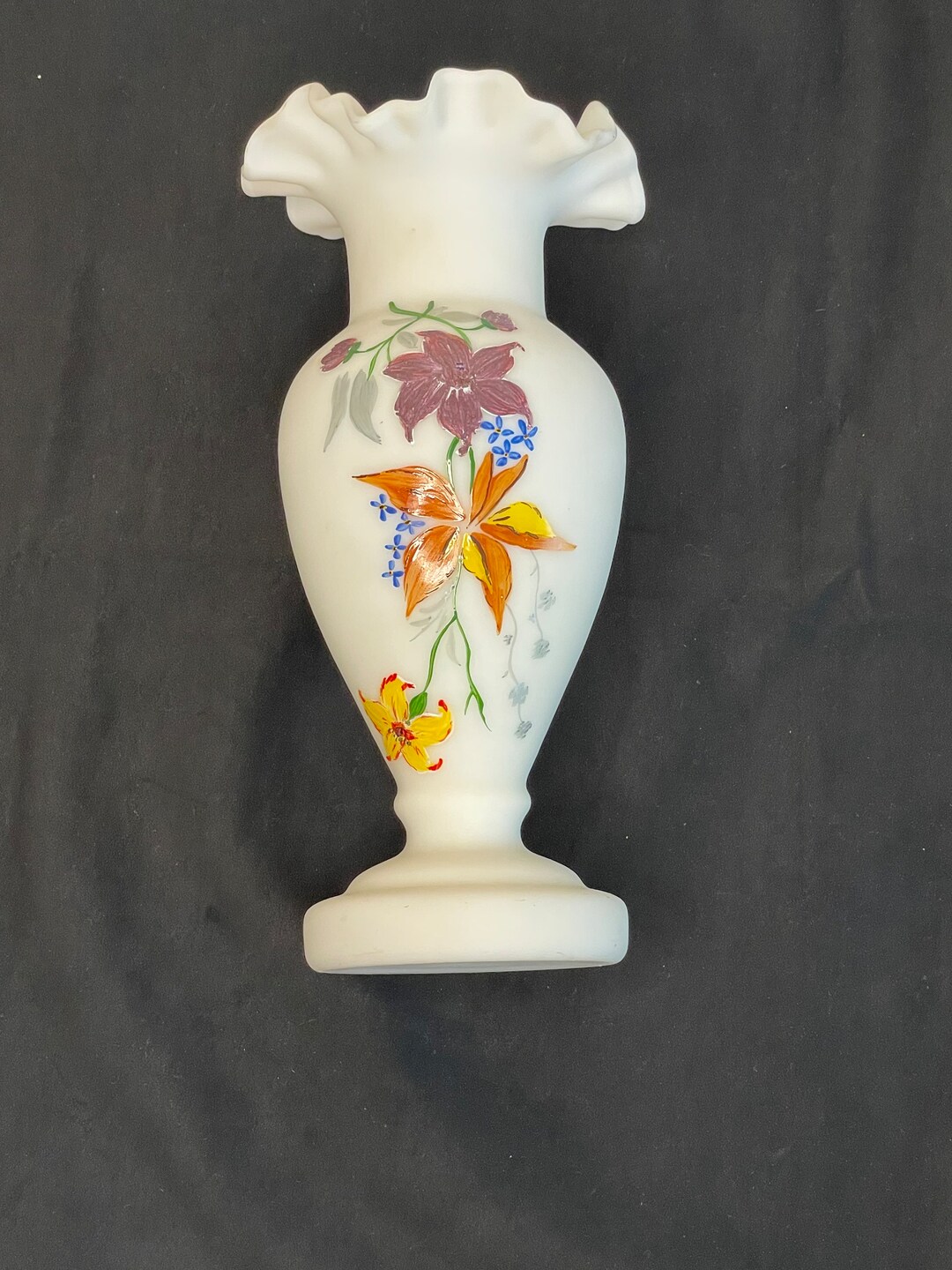 Vintage Bristol Glass Handpainted Vase - Etsy
