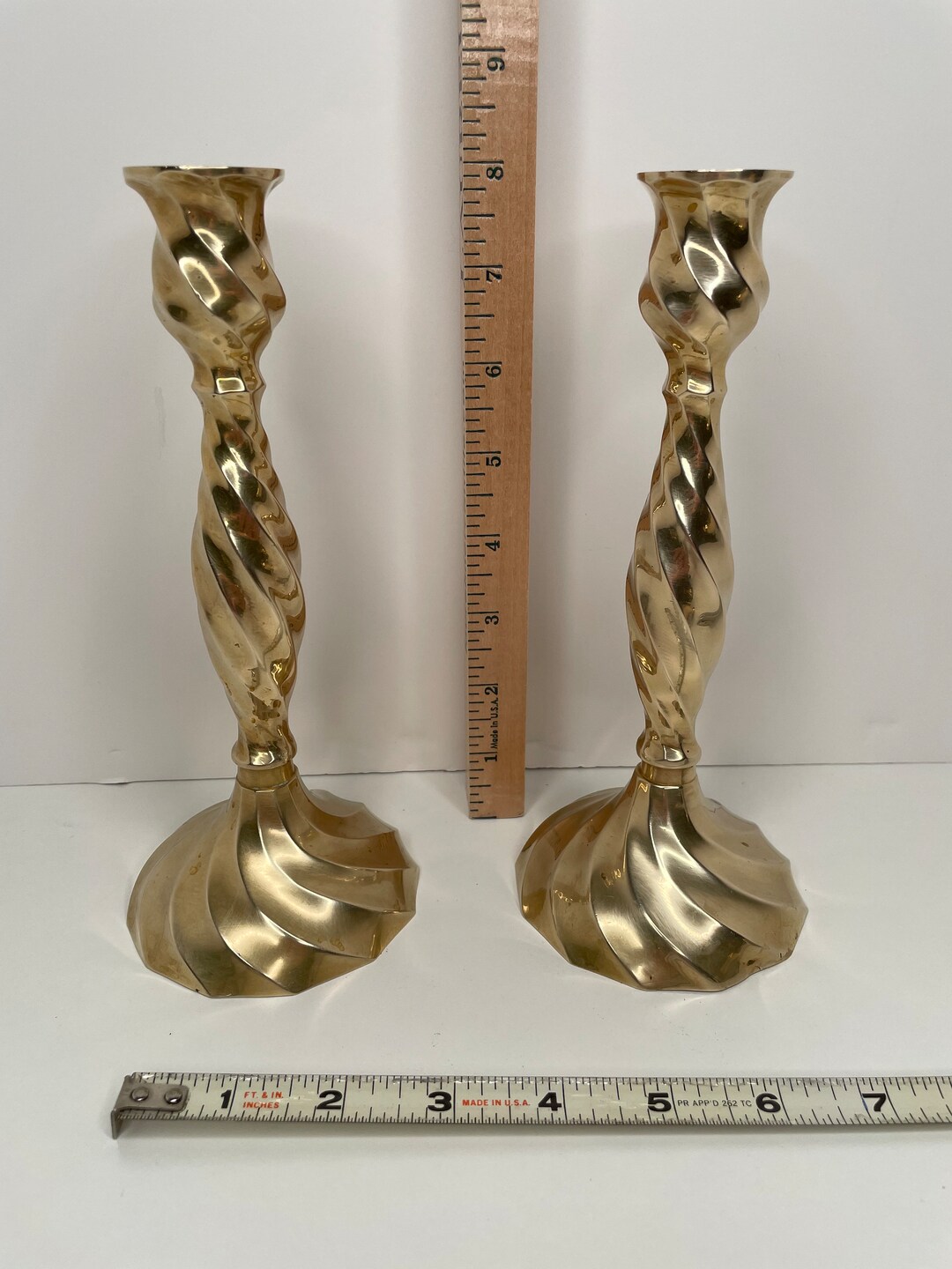 Pair of Brass Spiral Candlesticks - Etsy