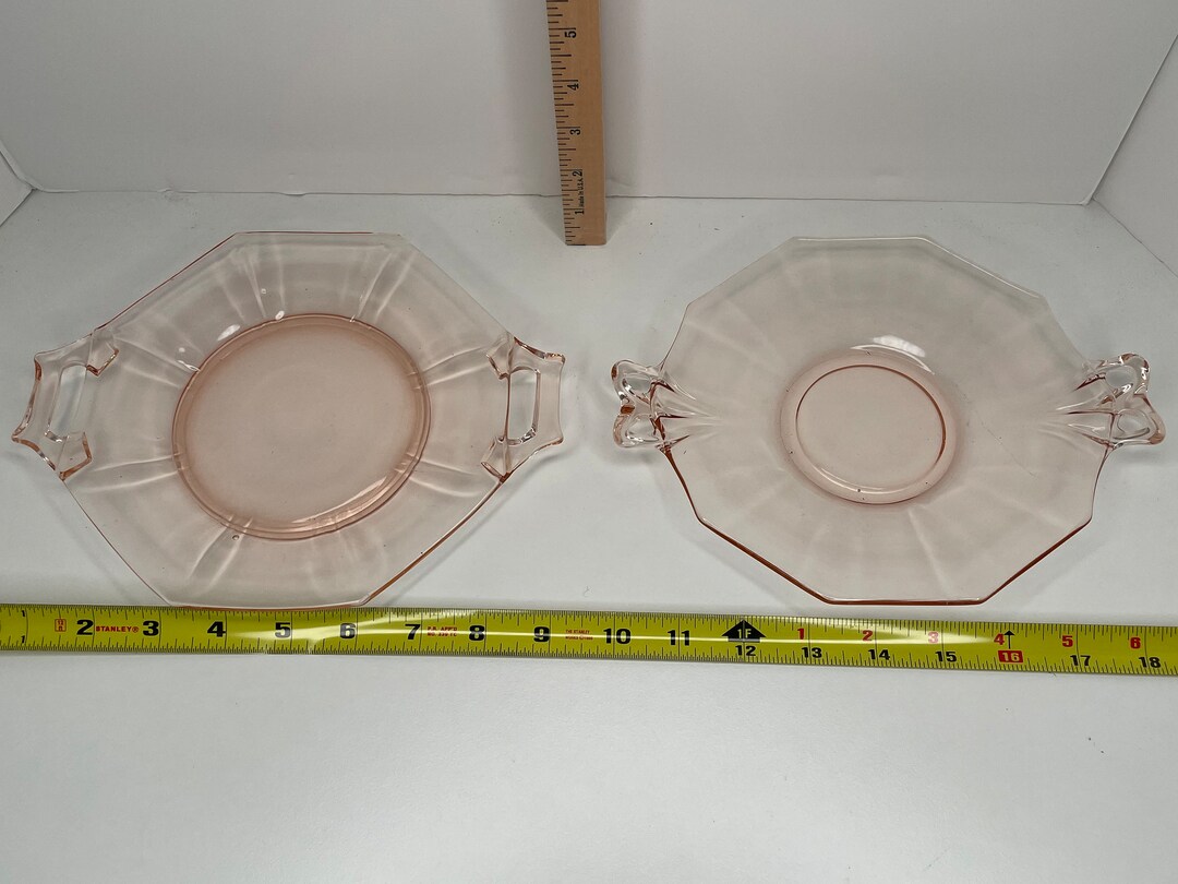 2 Vintage Pink Depression Glass Serving Dish With Handles - Etsy