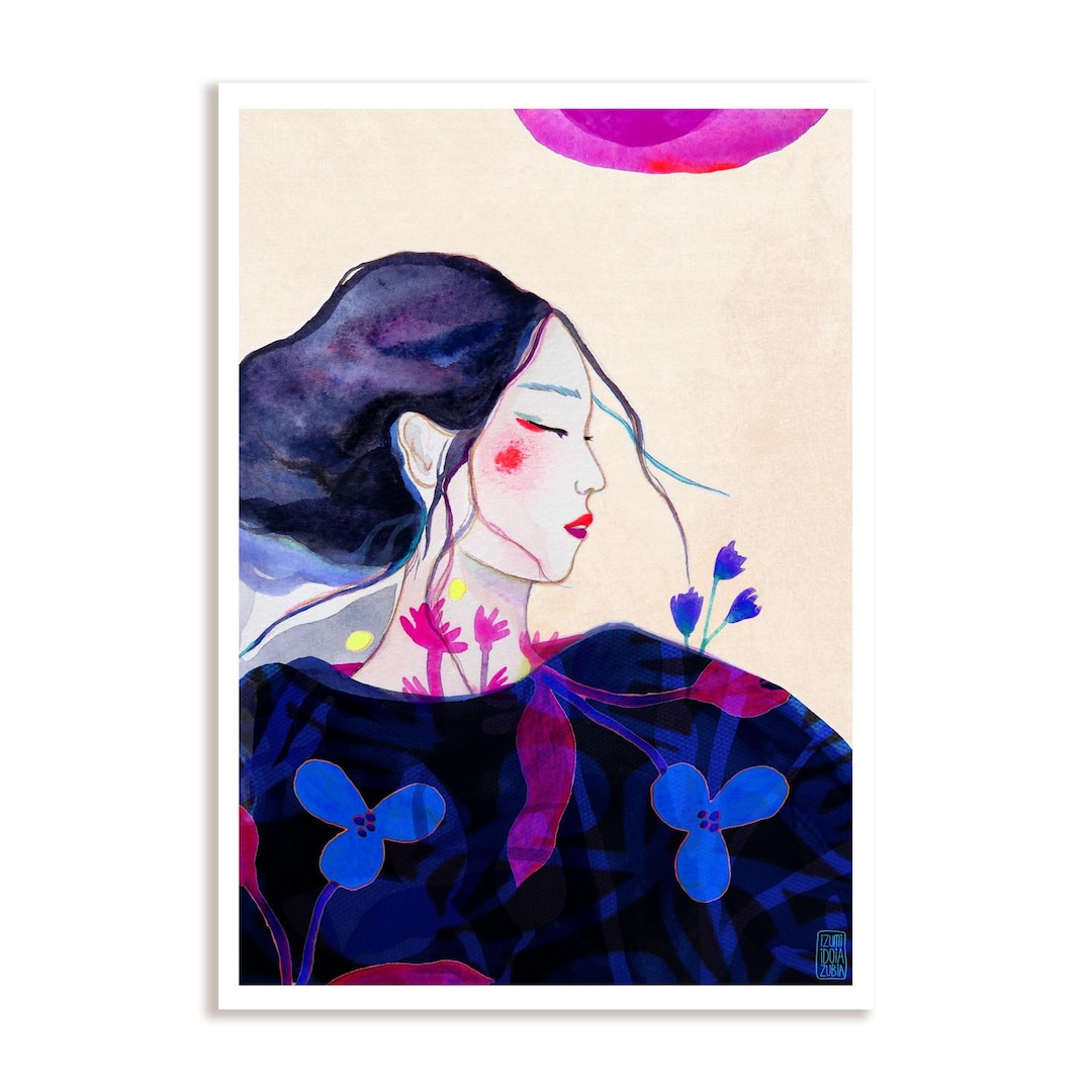 Yuki Japanese Singer Art Print – Feminine Portrait With Fluorescent ...