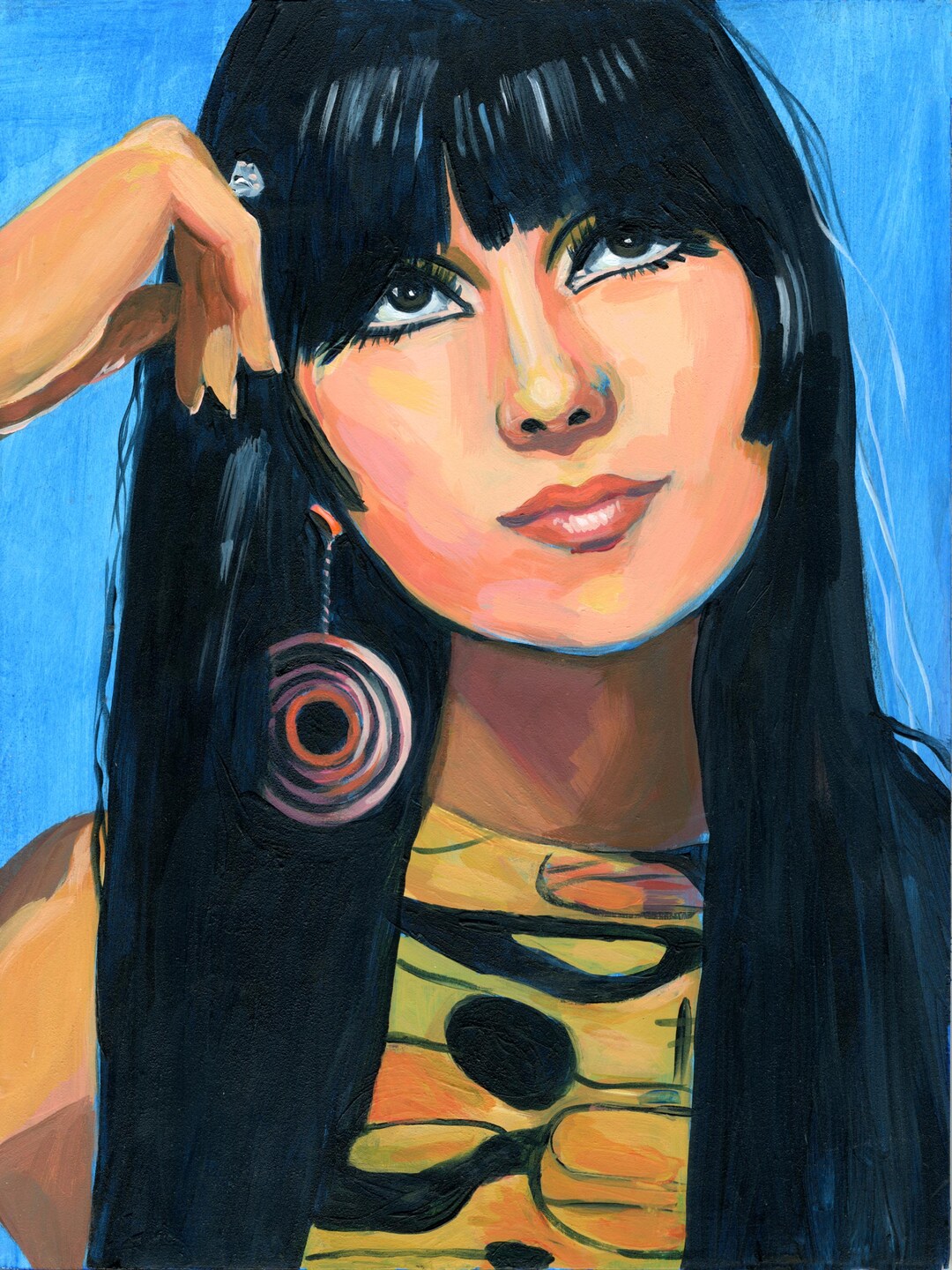 Cher Canvas Print: 1960s Vintage Icon, Bold Colors (9x12") - Etsy