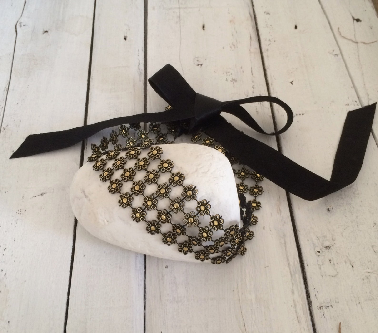 Wide Choker Necklace Golden Floral Choker Steampunk Jewelry - Etsy