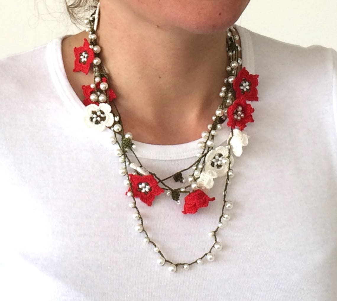 Boho Layering Necklace, Stacking Crochet Necklace, Multistrand Wrap ...