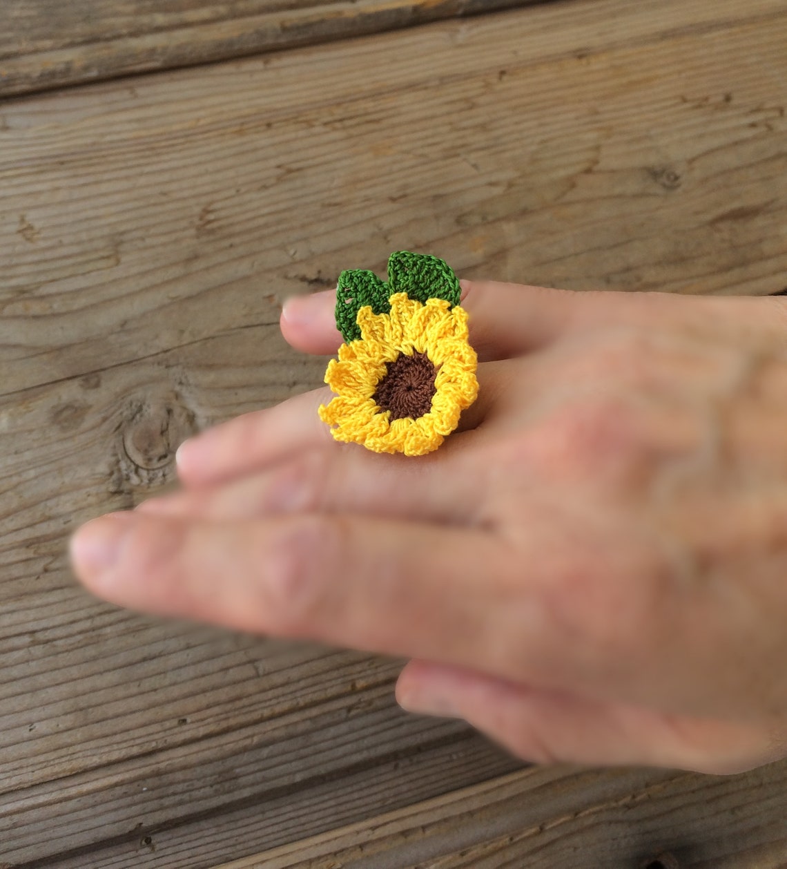 Flower Statement Ring Poppy Ring Sunflower Ring Crochet - Etsy