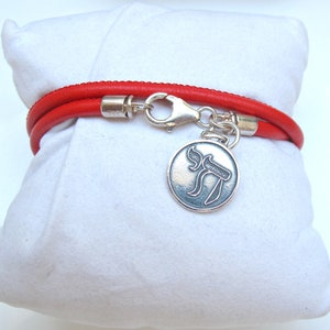 Kabbalah Red String Prayer Sterling Silver Leather Wrap Bracelet Chai ...