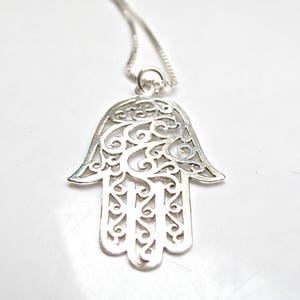 925 Sterling Silver Large Hamsa Pendant Necklace Luck and Protection ...