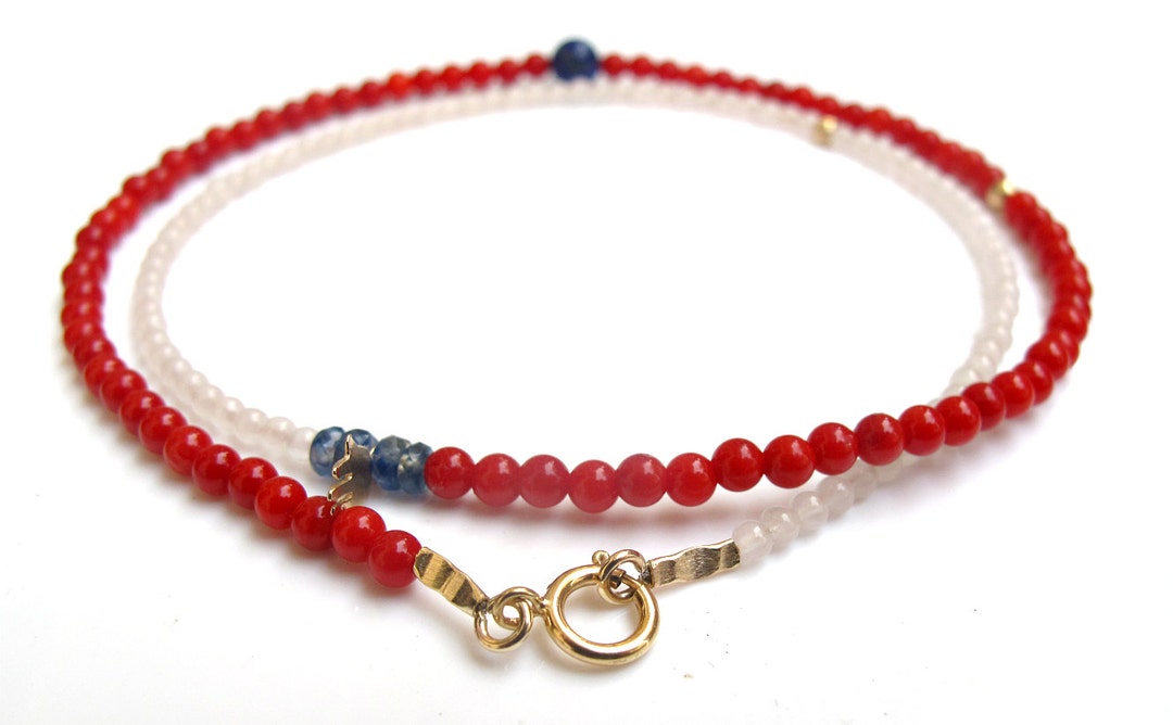 14K Gold Red Coral Blue Sapphire Beads Bracelet Hamsa Charm Luck Amulet Multi Color Gem - Etsy ...