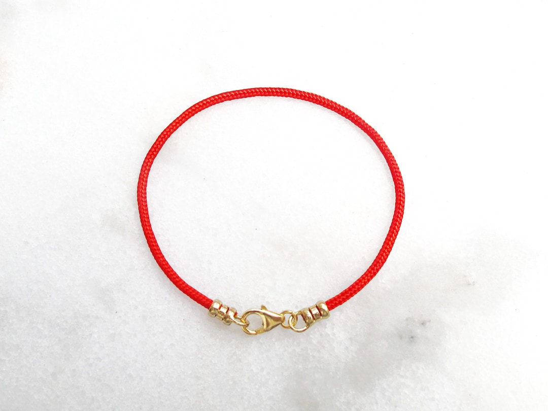 Classic Original Kabbalah Red String Bangle Bracelet 14 K Gold Plated ...