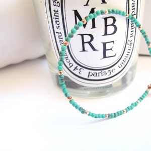 Green Emerald Turqiouse 14k Rose Gold Beads Charm Bracelet , Solid 14k ...