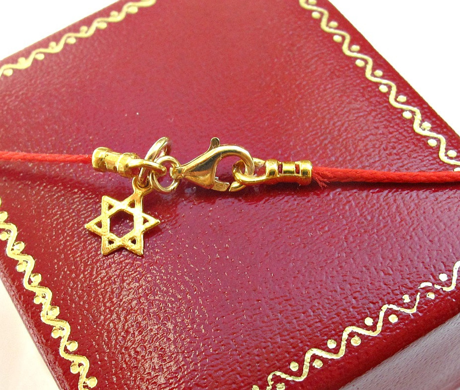 Kabbalah Red String Star of David Gold Bracelet | Etsy