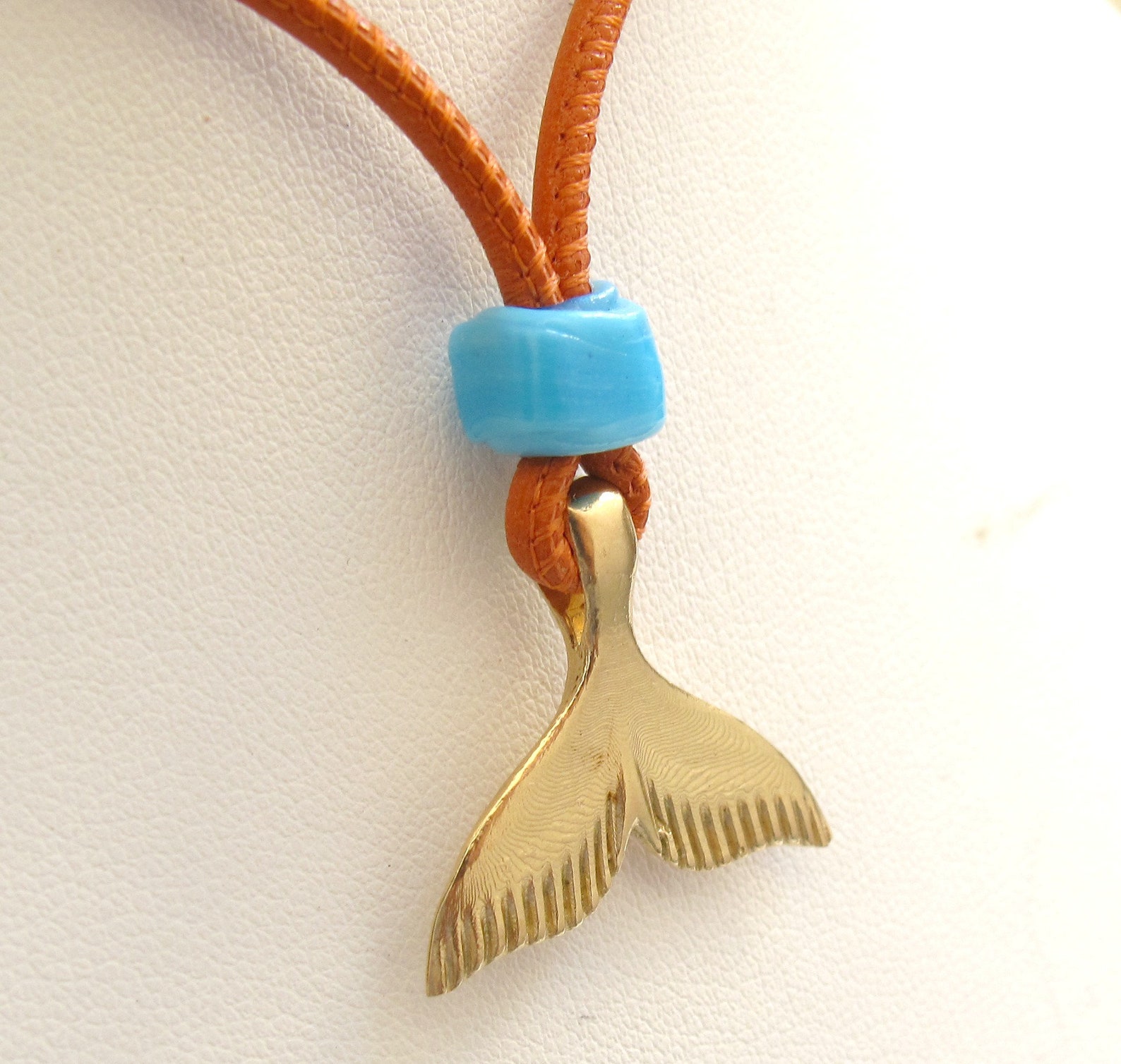 Gold Silver Whale Tail Leather Pendant Necklace Nautical Camel | Etsy