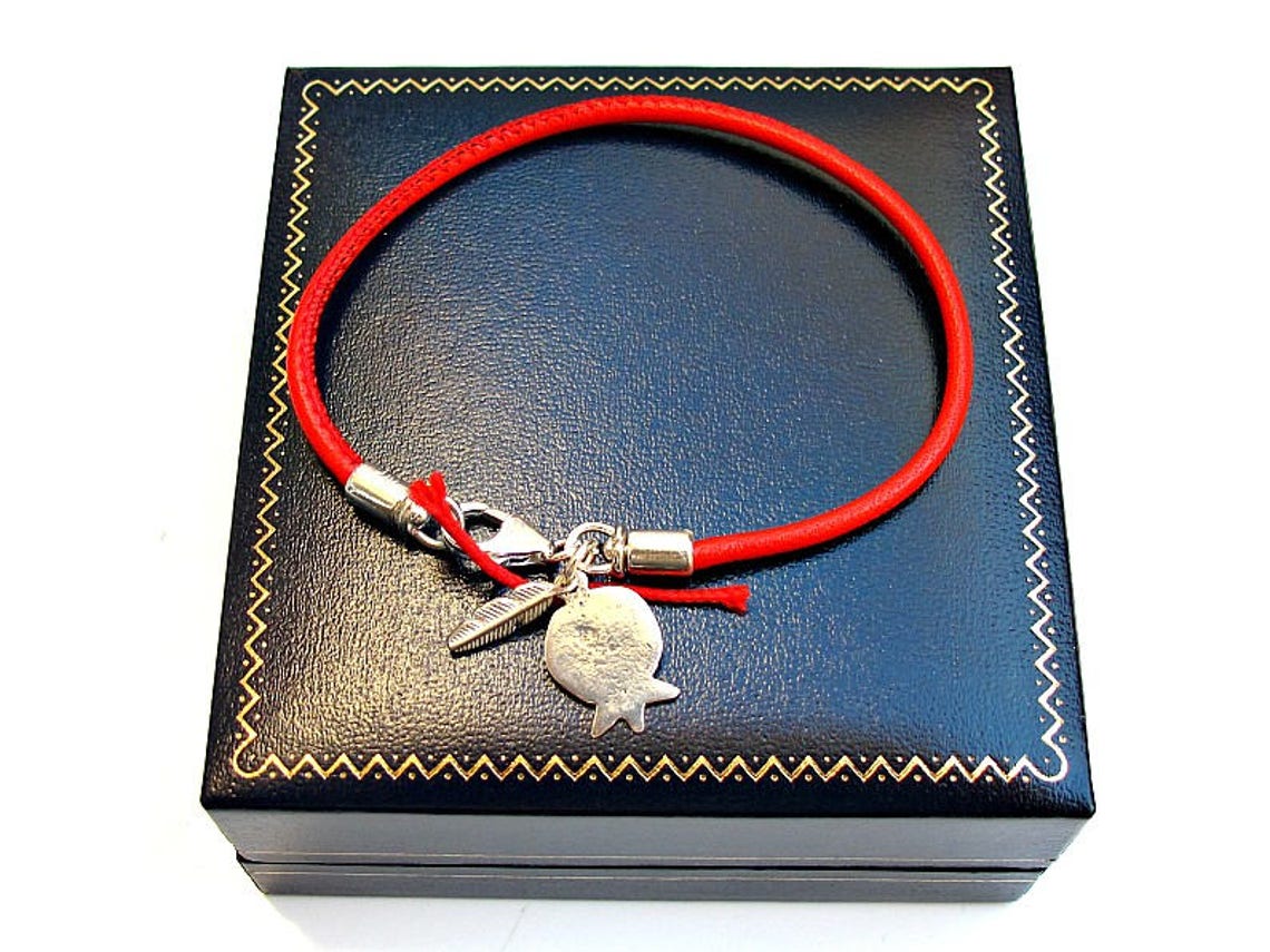 Kabbalah Red String Bracelet for Prosperity Feather Pomegranate ...