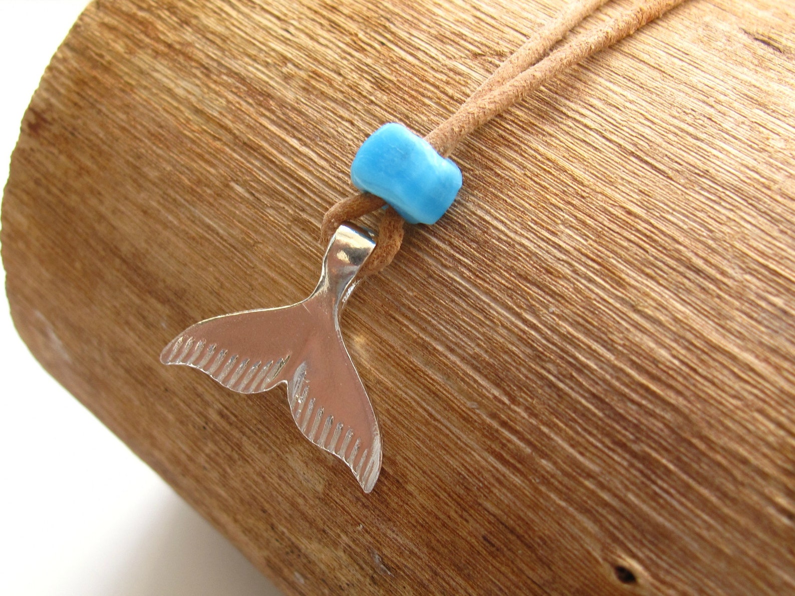 Gold Silver Whale Tail Leather Pendant Necklace Nautical Camel | Etsy