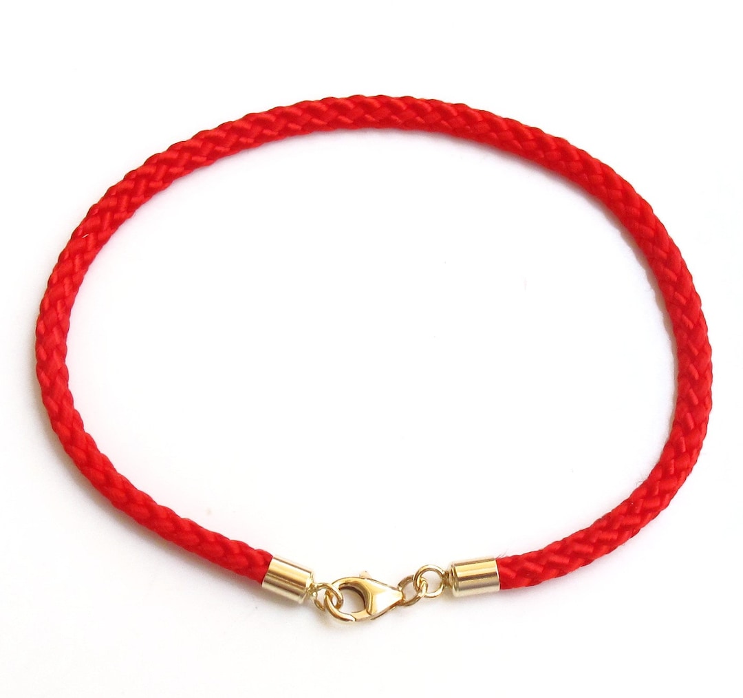 14 K Yellow Gold Kabbalah Red String Bracelet Luck Classic Luxury - Etsy