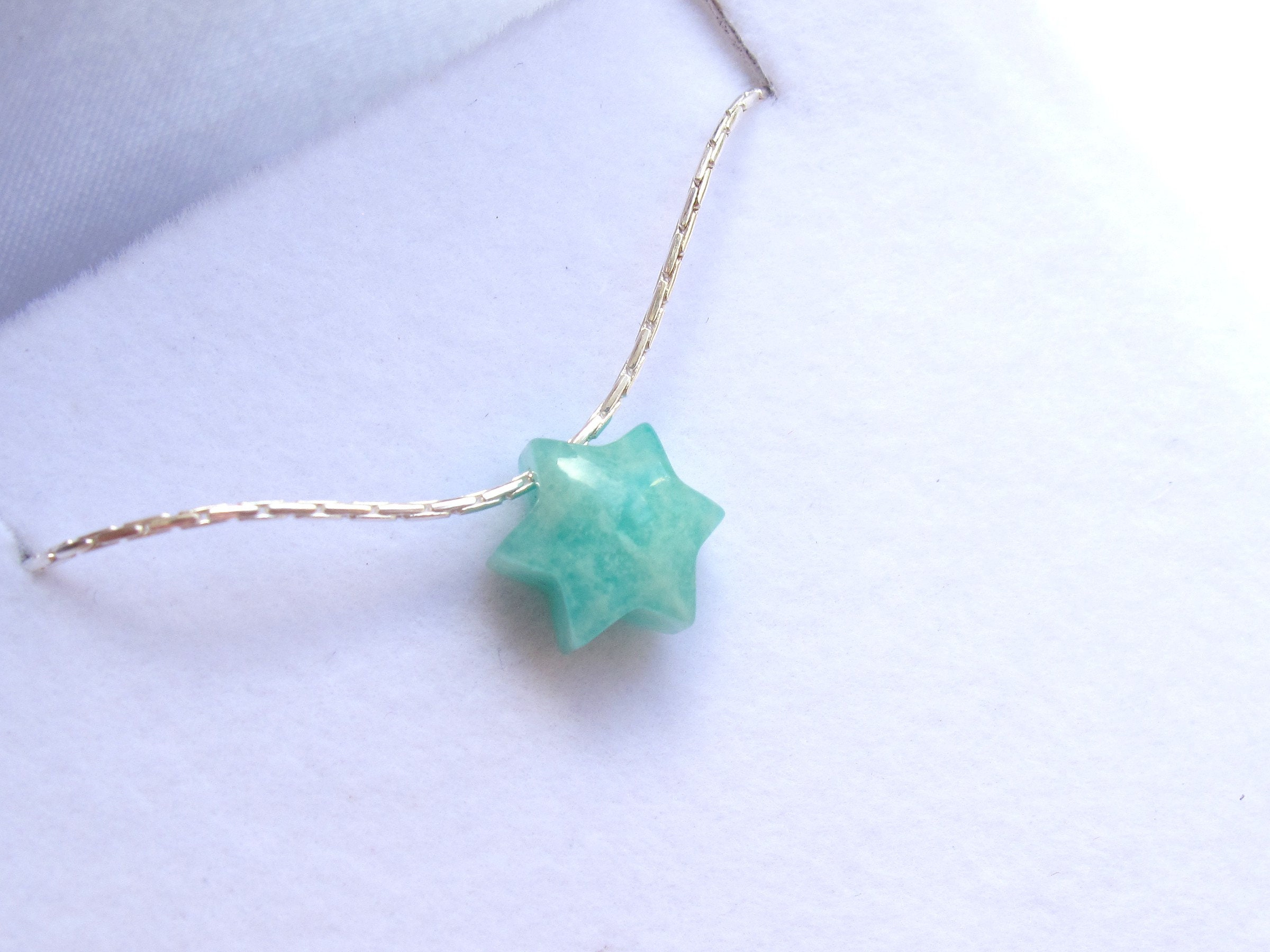 Green Star Gemstone Bead Necklace Silver or Gold Filled David Shield - Etsy