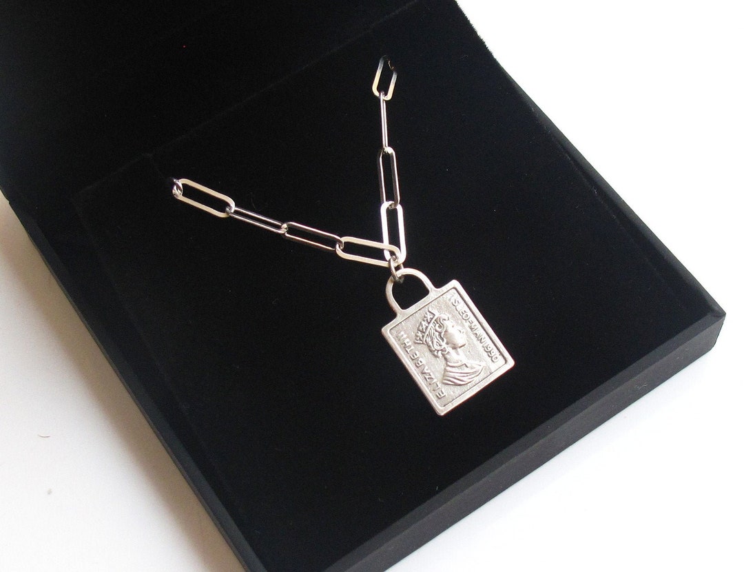 Queen Silver Link Chain Pendant Necklace the Crown Elizabeth Royal ...