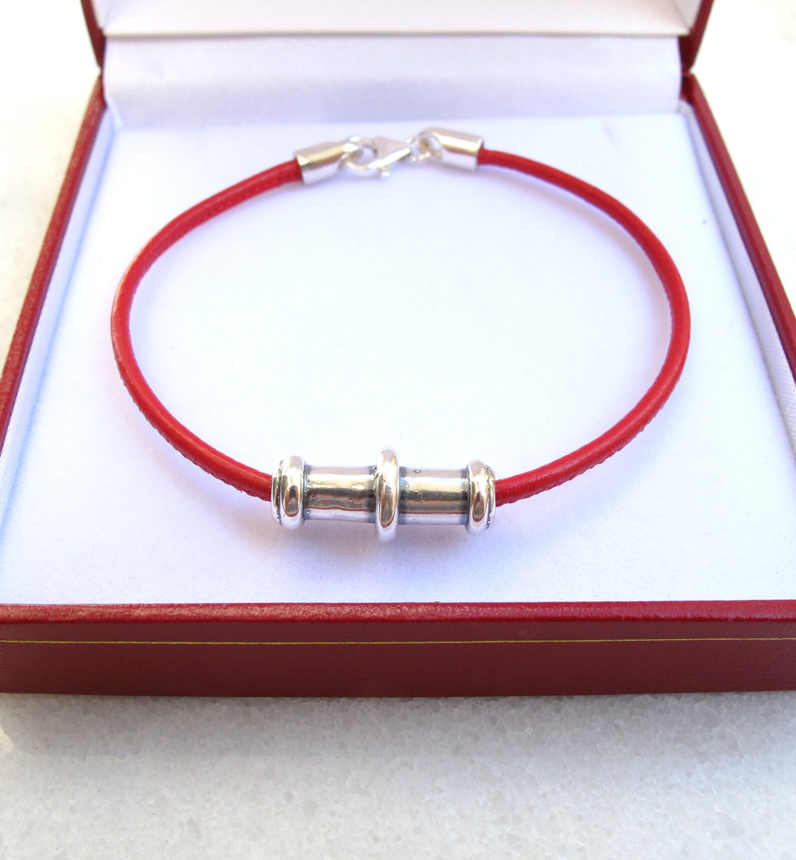 Kabbalah Red String Strength and Power Silver Tube Bracelet - Etsy