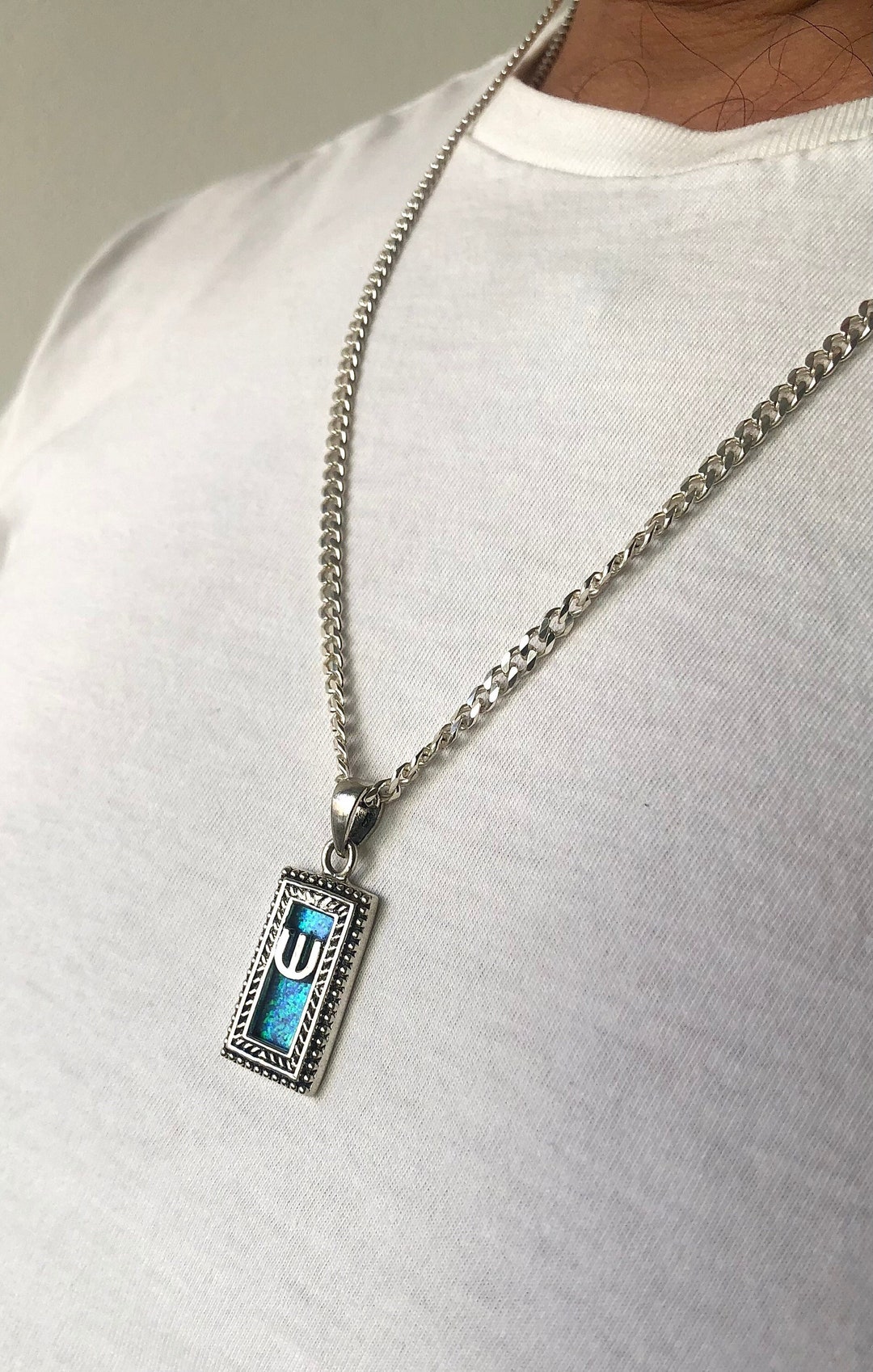 Kabbalah God Name Hashem Silver Opal Gemstone Pendant Necklace - Etsy UK