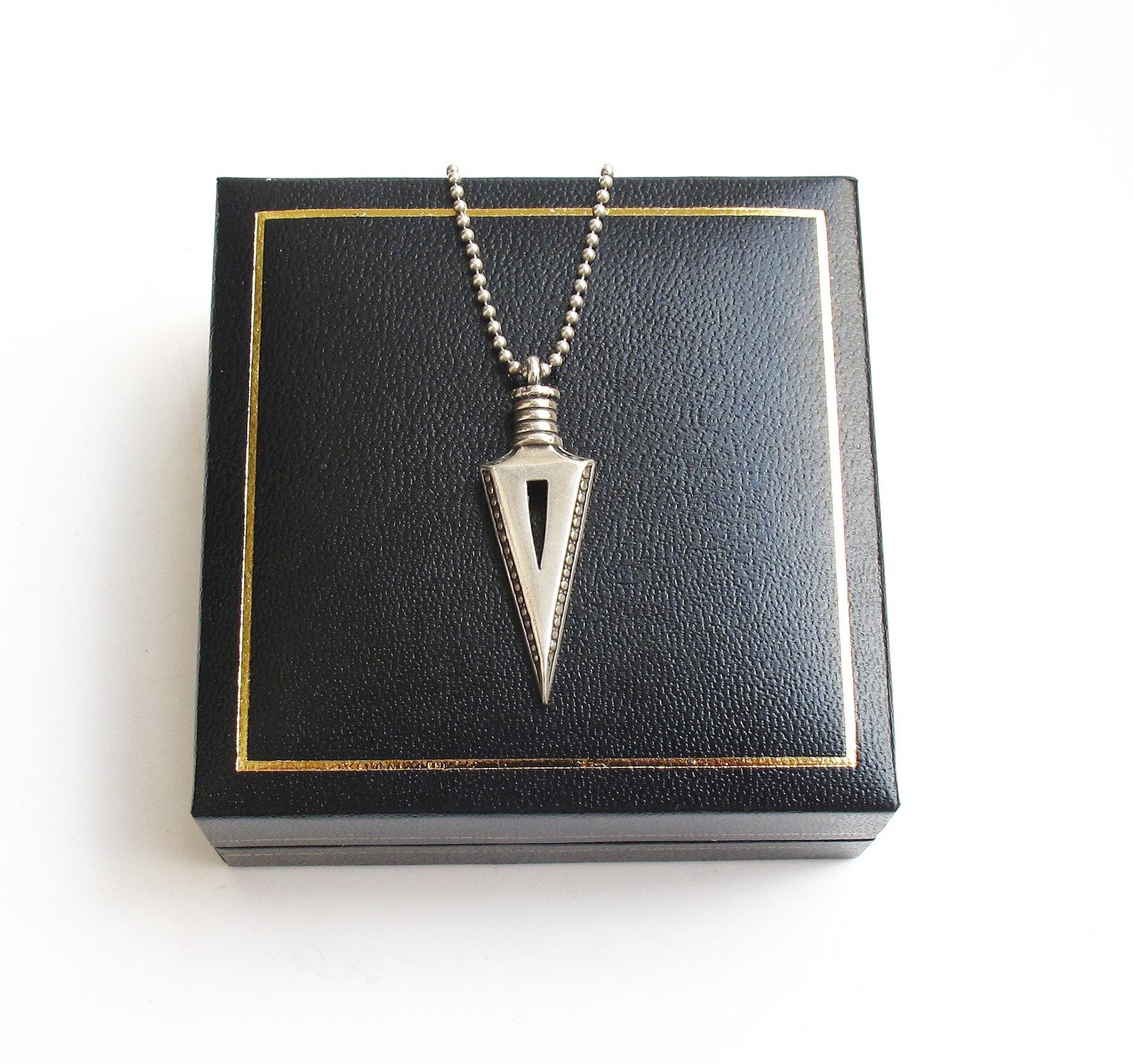 Arrow silver pendant military ball chain necklace vintage men | Etsy