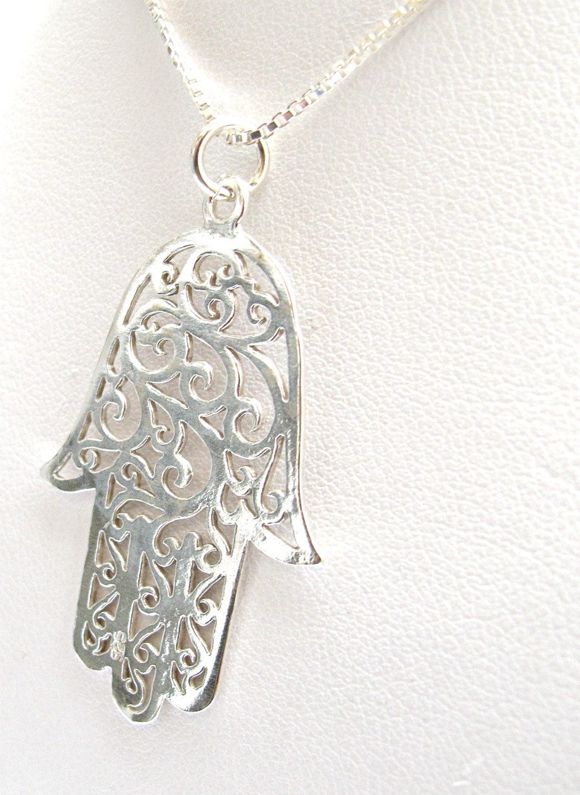 925 Sterling Silver Large Hamsa Pendant Necklace Luck and - Etsy