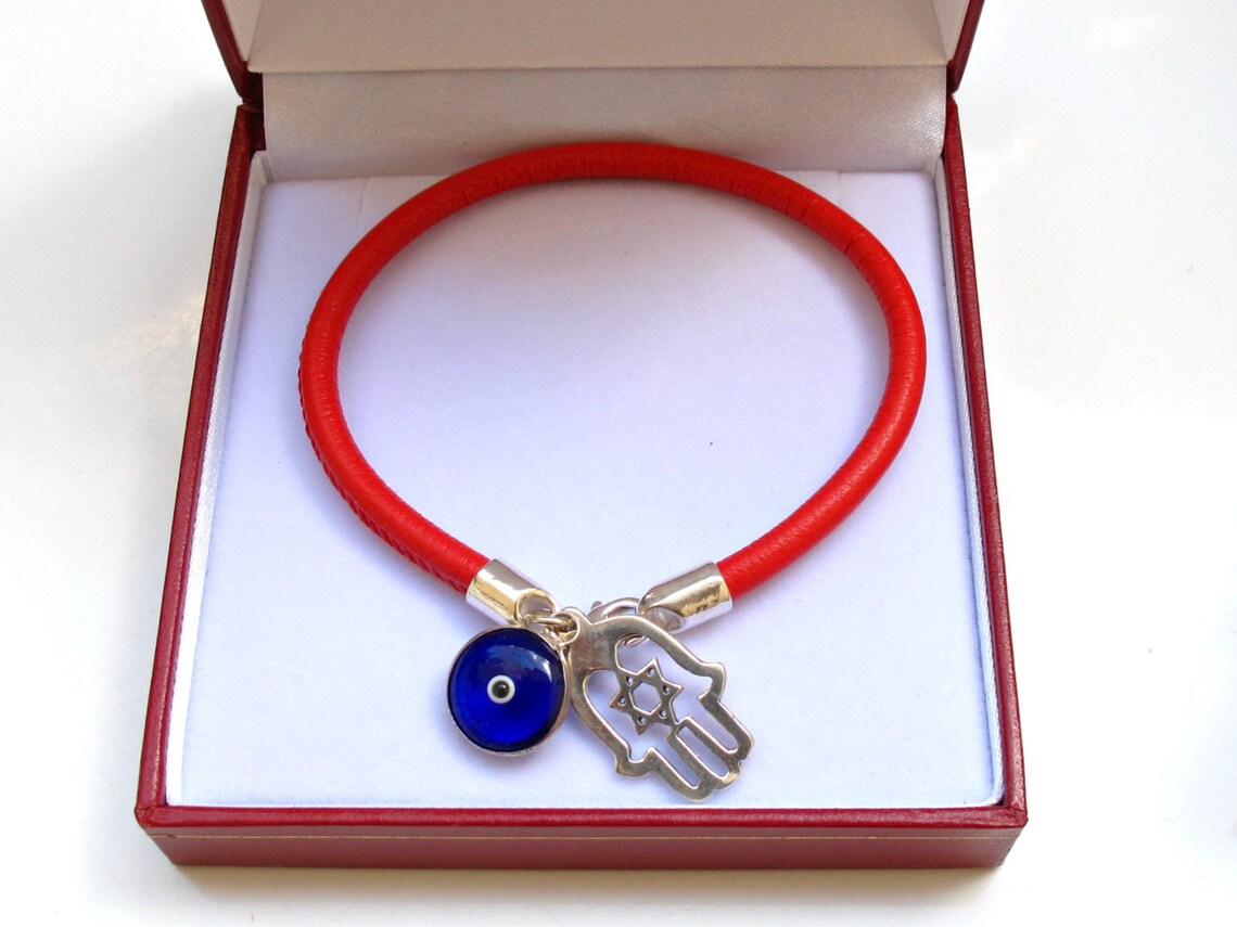 Kabbalah Red String Hamsa Blue Evil Eye Bangle Bracelet Luck - Etsy