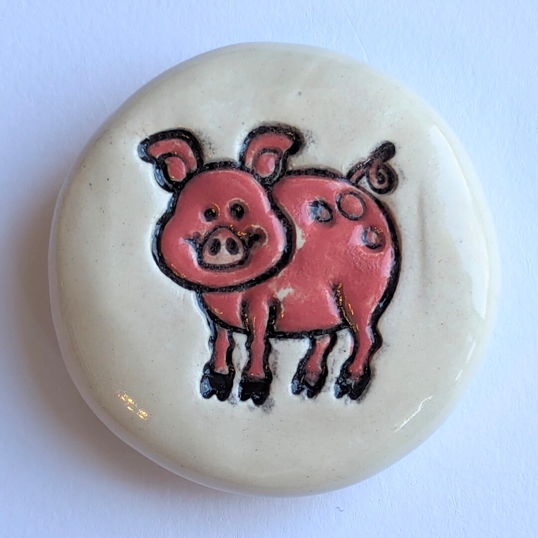 PIG Pocket Stone Hand-painted W/ Art Glazes Inspirational Art Piece by ...