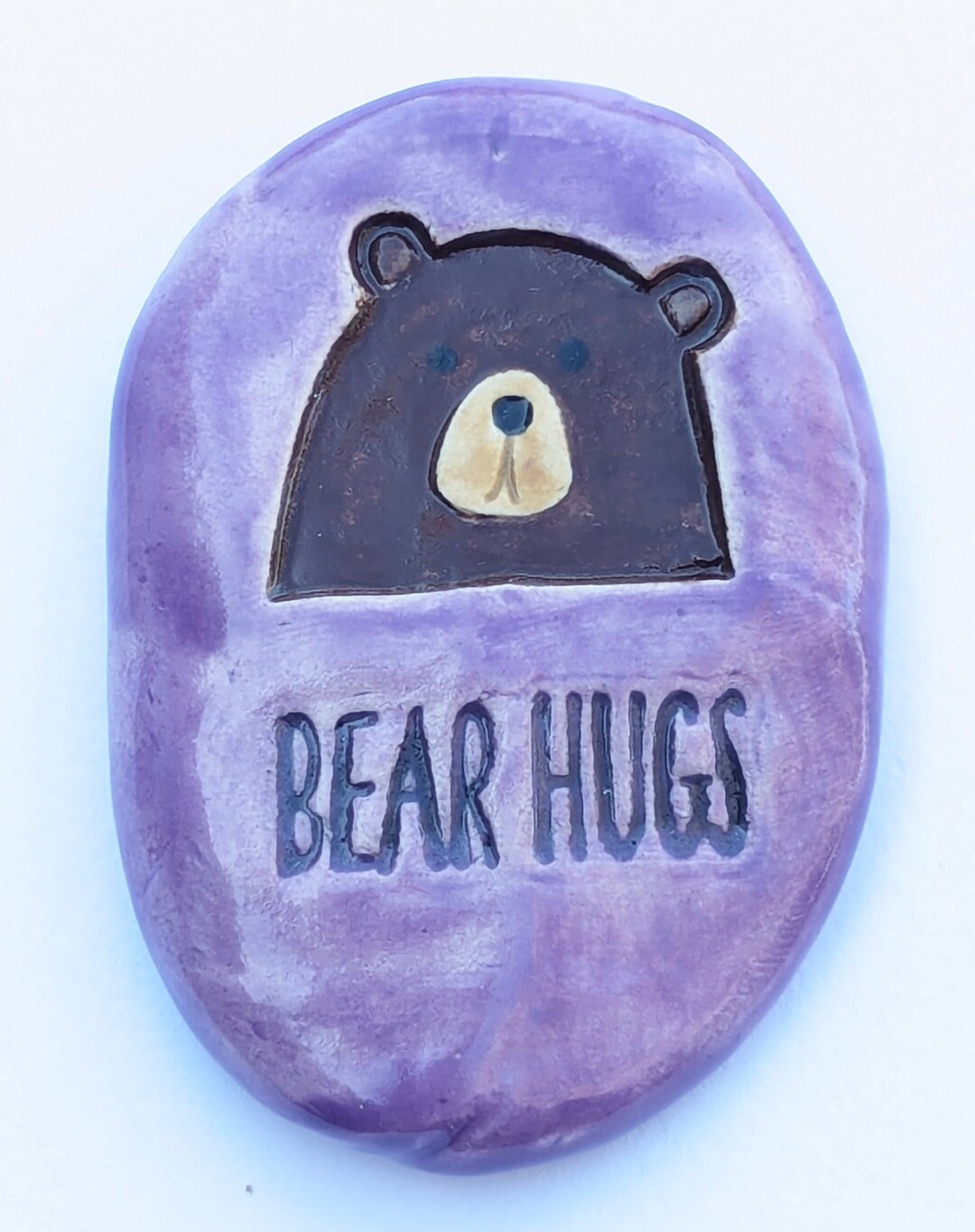 BEAR HUGS Pocket Stone - Hand-painted W/ Art Glazes - Inspirational Art ...