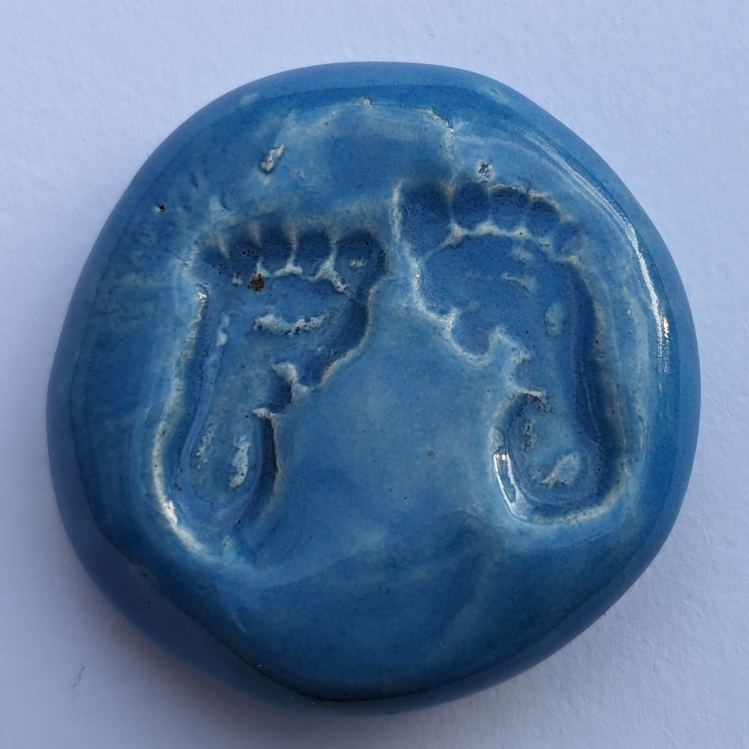 FOOTPRINTS Pocket Stone BLUEBONNET Art Glaze Inspirational - Etsy