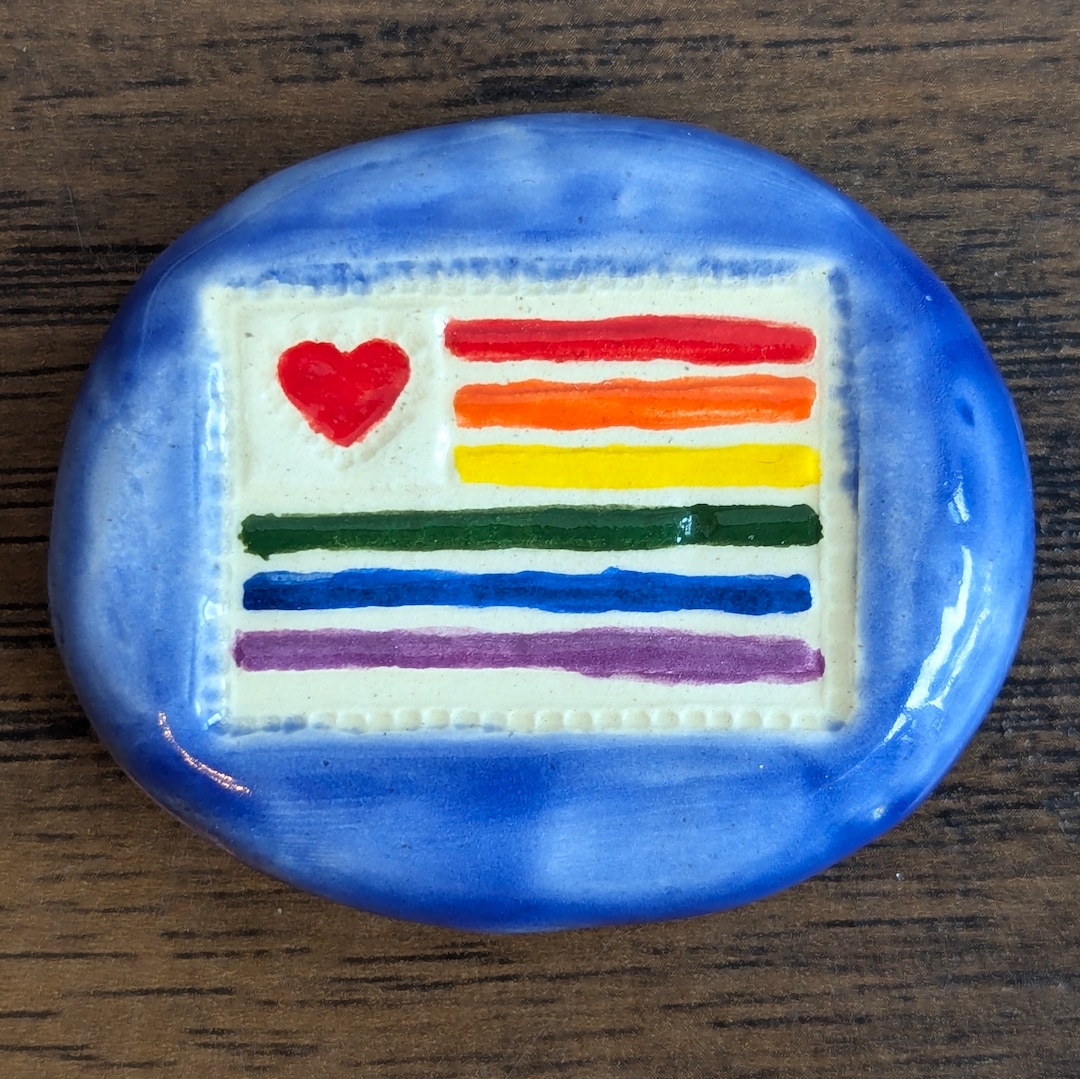 PRIDE FLAG Pocket Stone - Rainbow Art Glazes - Inspirational Art Piece ...