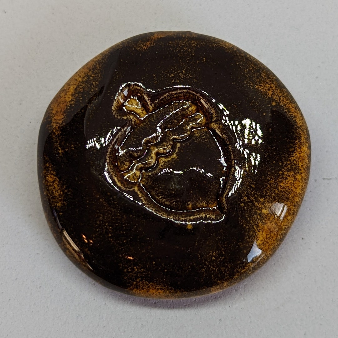 ACORN Pocket Stone Teddy Bear Brown Art Glaze Inspirational Art Piece ...