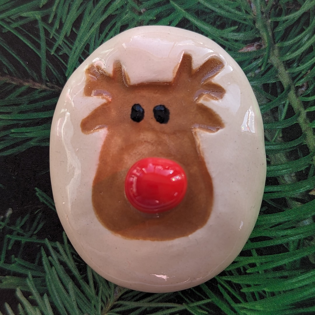 RUDOLPH the Red-nosed REINDEER Pocket Stone - Hand-painted With Art ...