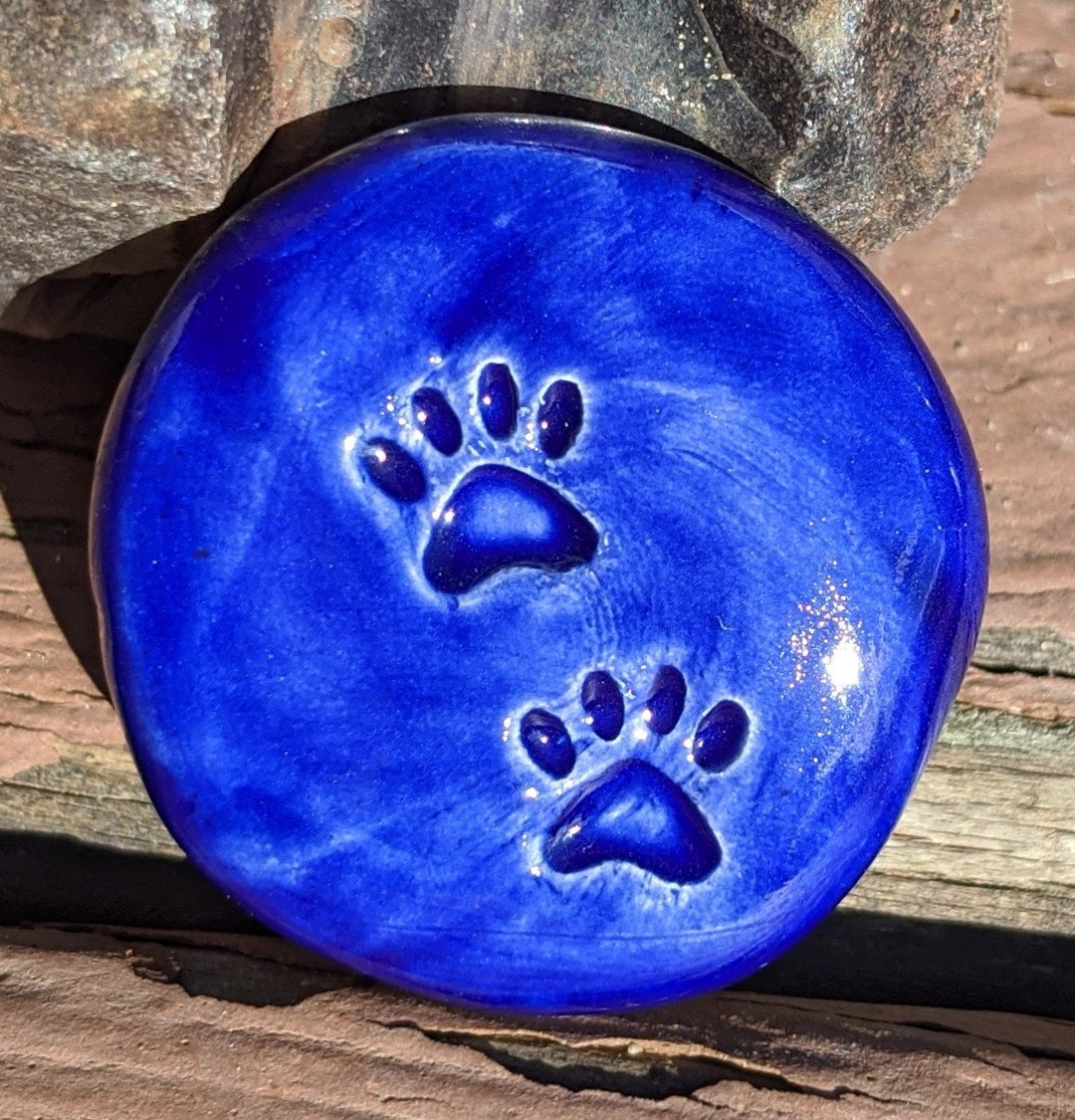 PAW PRINTS Magnet Midnight Blue Art Glaze Inspirational Art Piece by ...