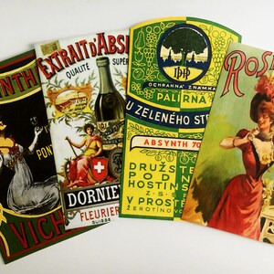 12 Pcs. ABSINTHE LABELS Vintage-inspired Absinthe Bottle Labels, French ...