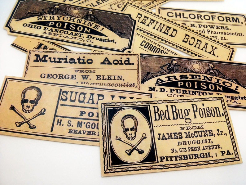 12 Pcs. POISON LABELS Antiqued Apothecary Labels Poison - Etsy