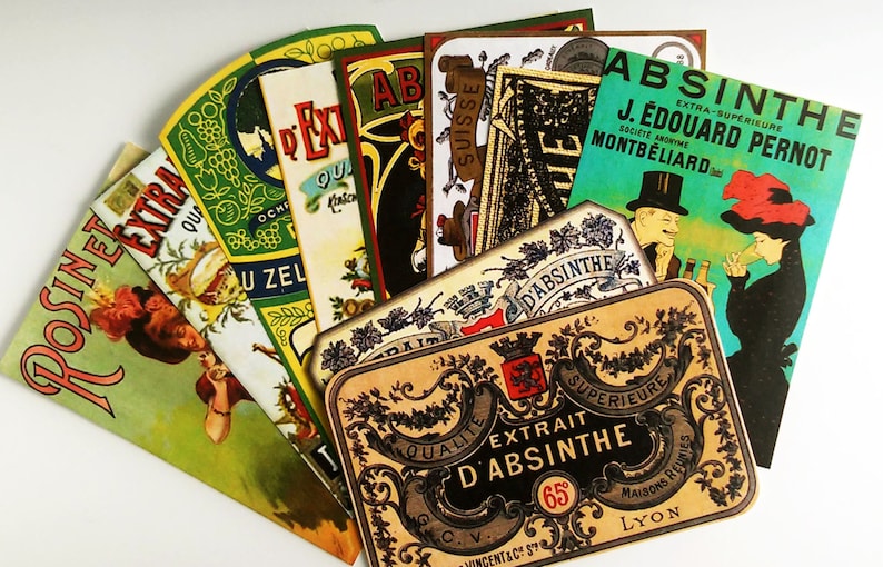 12 Pcs. ABSINTHE LABELS Vintage-inspired Absinthe Bottle - Etsy UK