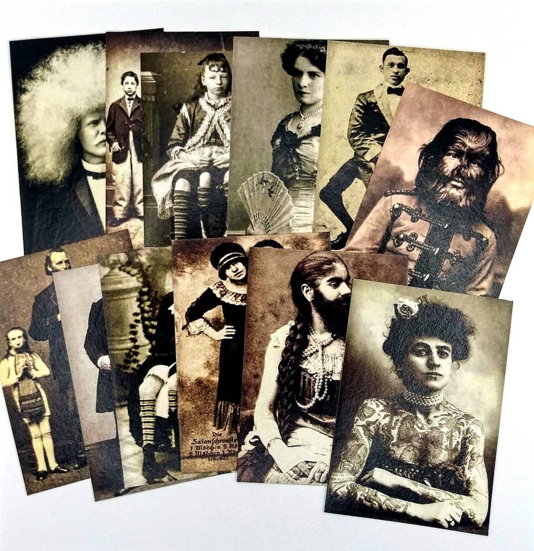 12 Pc. Freakshow Stickers, Vintage Circus Sideshow Performers, Barnum ...
