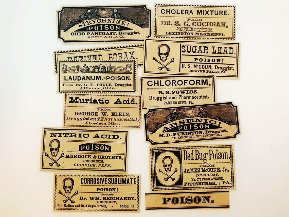 12 Pcs. POISON LABELS Antiqued Apothecary Labels Poison - Etsy