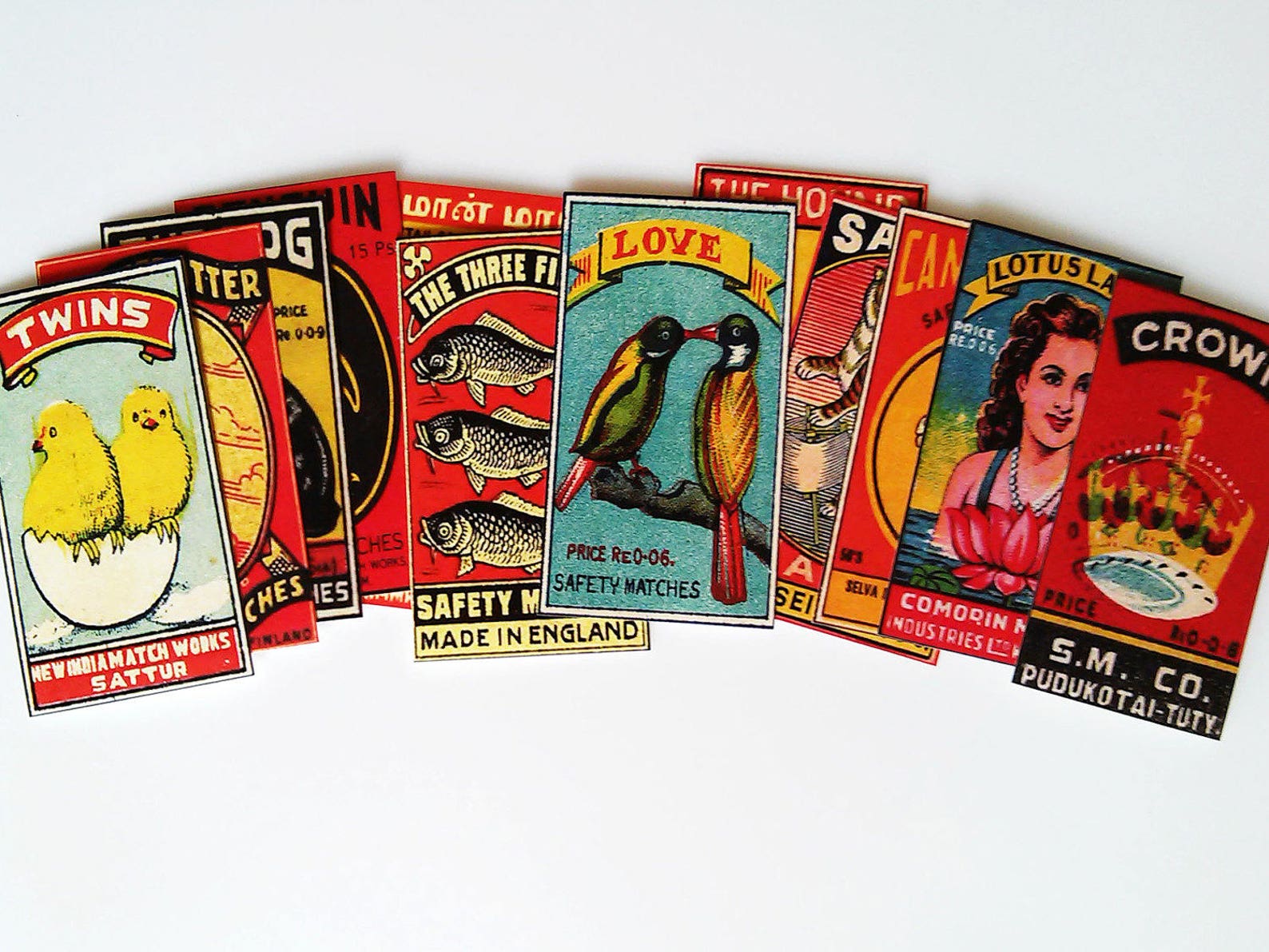 12 Pcs. MATCHBOX LOVE Colorful Reproduction Vintage Matchbox - Etsy