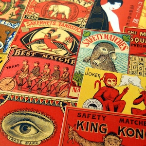 15 Pcs. MATCHBOX STICKERS - Reproduction Vintage Matchbox Labels W ...