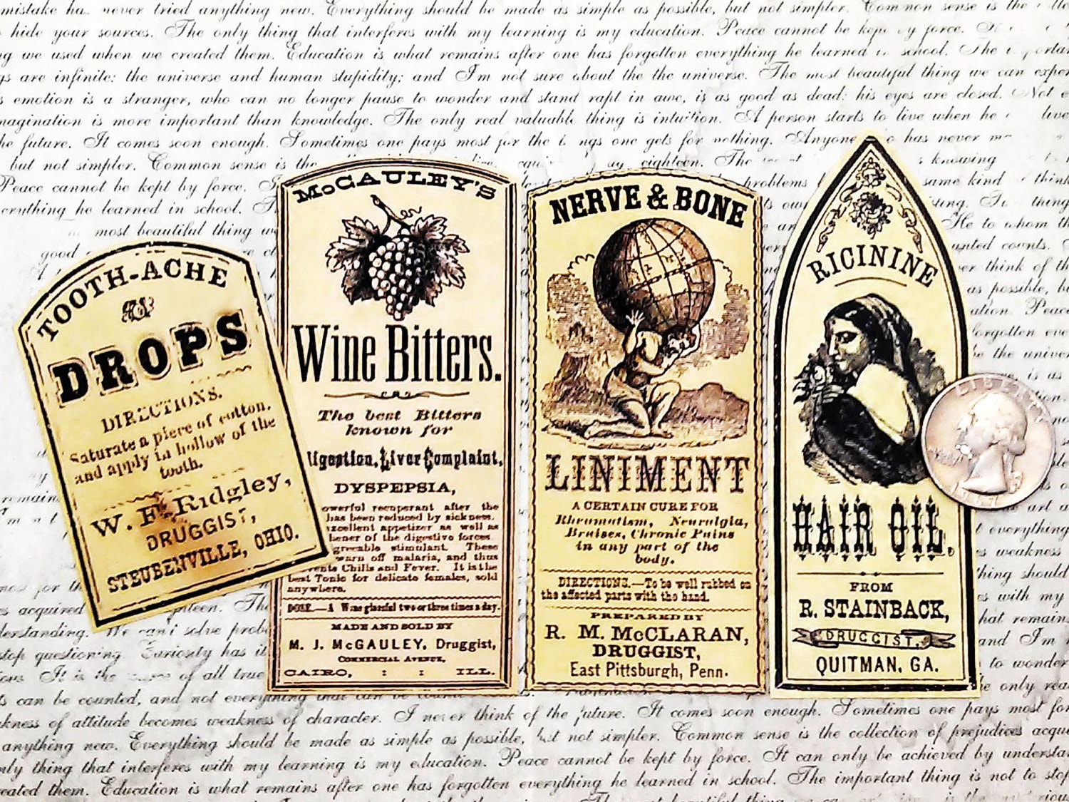 8 Pcs. OLD MEDICINE LABELS - Vintage Pharmacy Bottle Labels, Medicine ...