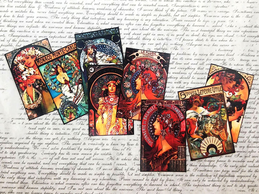 8 Pcs. MINI MUCHA STICKERS — Small Alphonse Mucha Stickers, 1920s Art ...