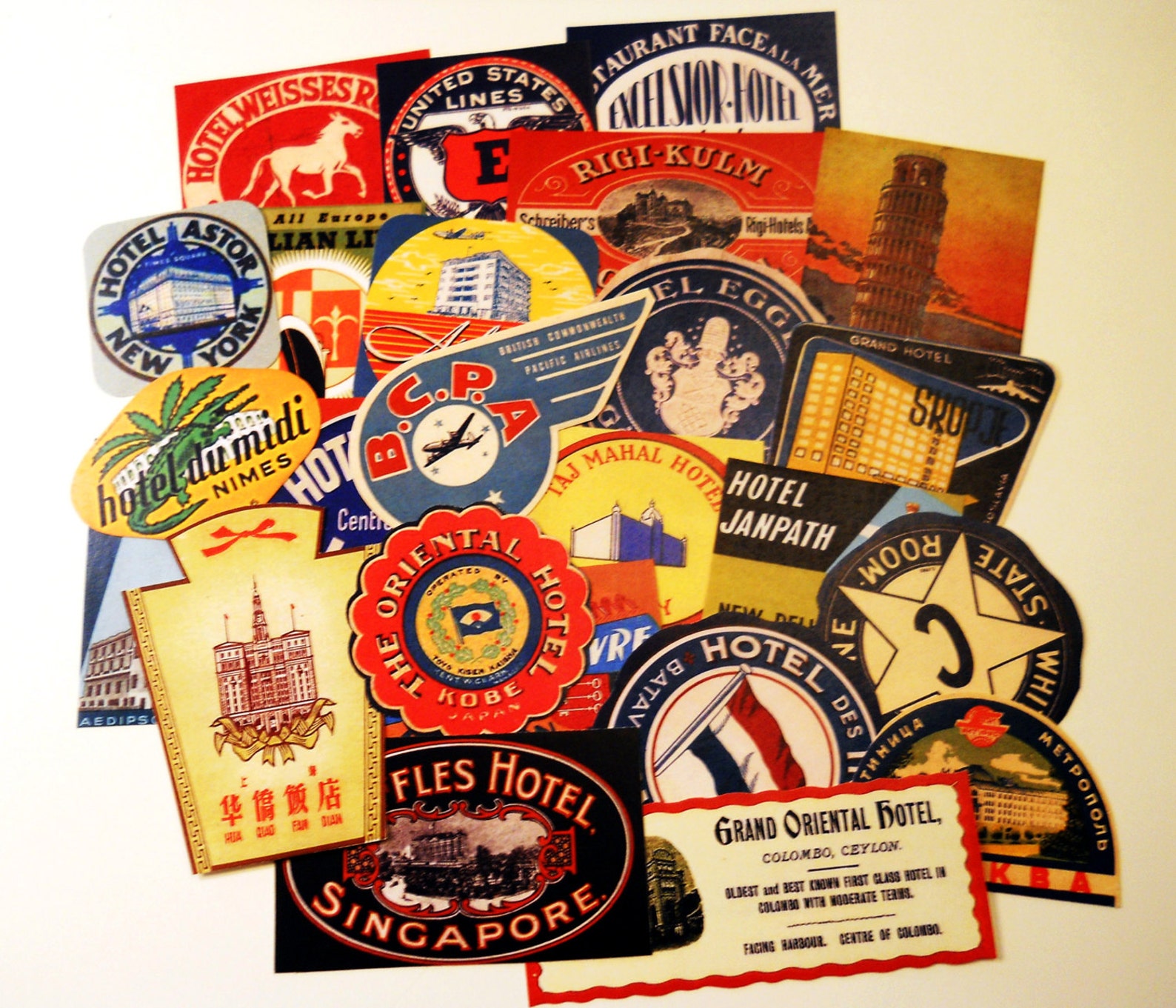 Luggage Labels - 24 Reproduction Vintage Travel Labels & Suitcase ...