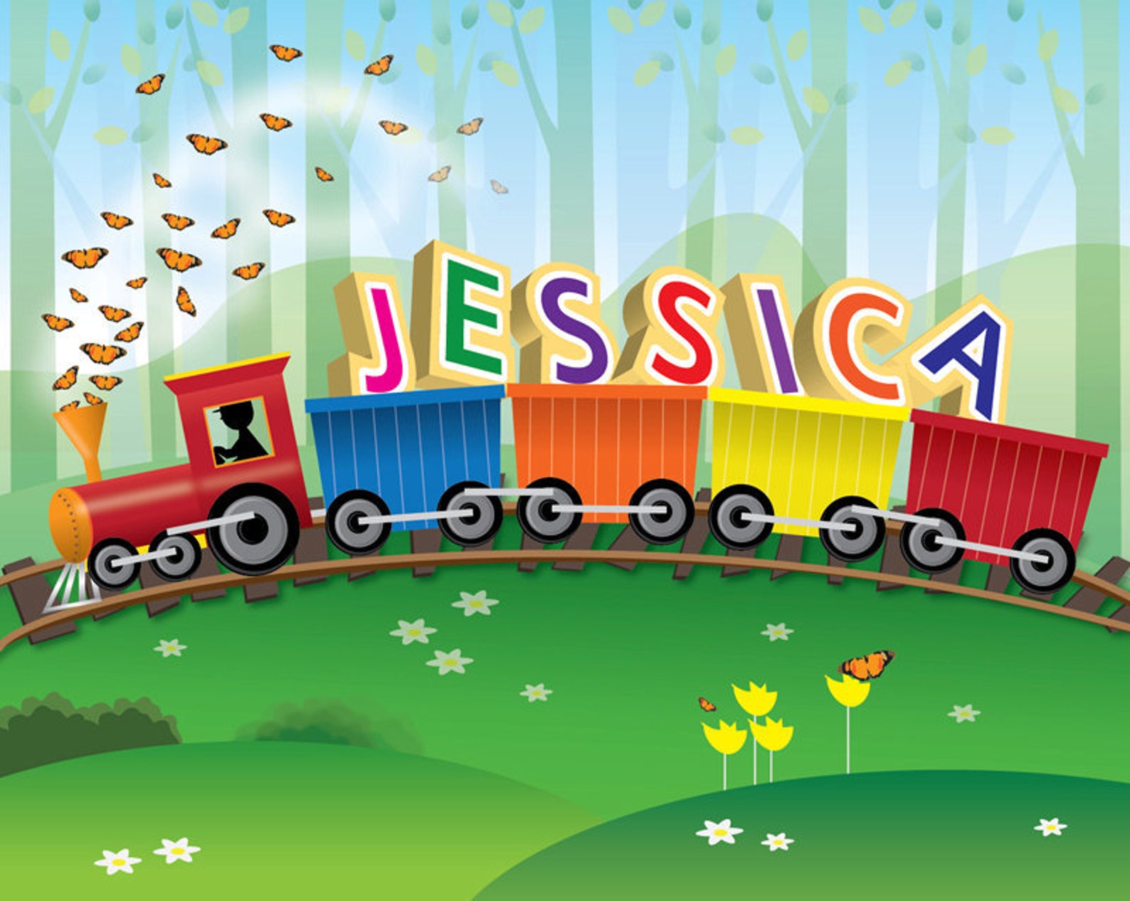 Personalized Train With Your Child's Name Wall Art Decor - Custom ...