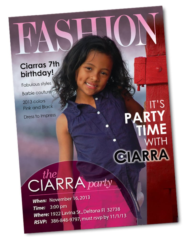 Fashion Magazine Cover Personalized Birthday Invitation - Fashion ...