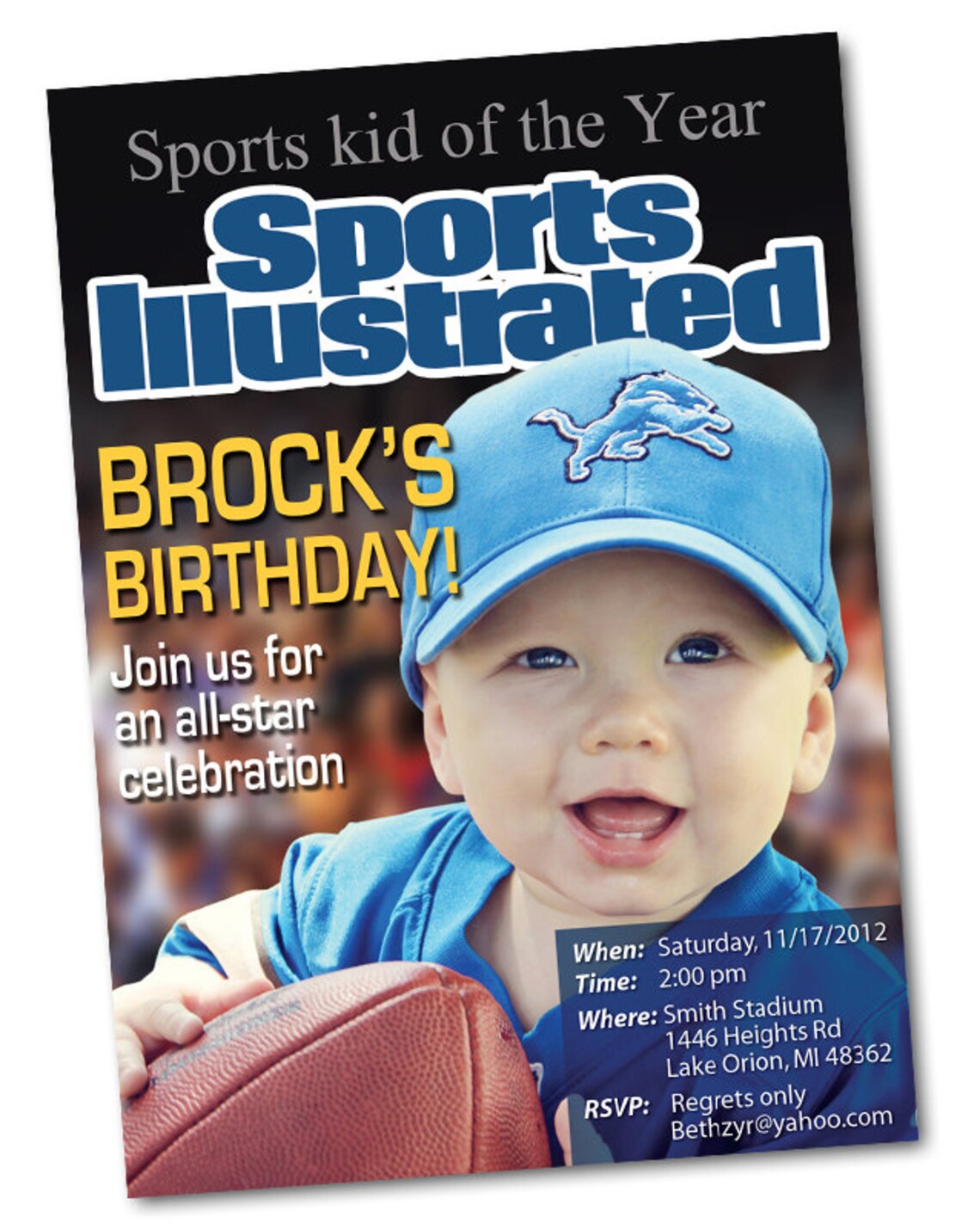 Sports Magazine Cover Personalized Birthday Invitation Sports ...