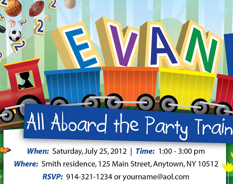 Train Birthday Invitation - Custom Personalized Train Invitation ...